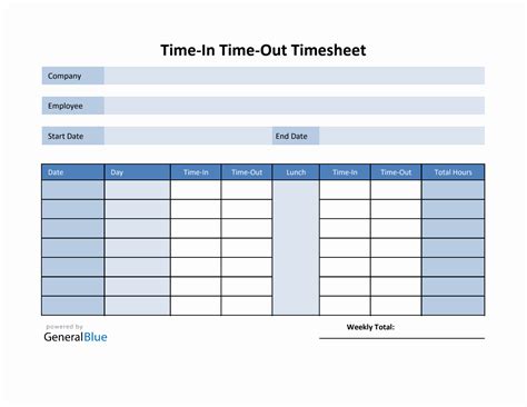 Free Excel Weekly Timesheet Templates
