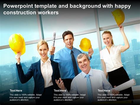 Template And Background With Happy Construction Workers Ppt Powerpoint Presentation Graphics