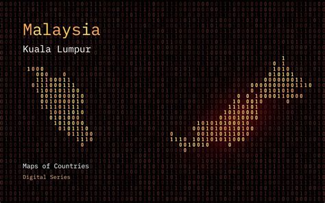 malaysia map shown in binary code pattern matrix numbers zero one