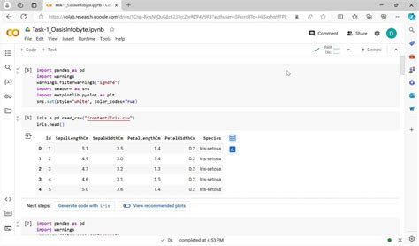 Data Science Task 1 From Oasis Infobyte Daniya Shaik Posted On The