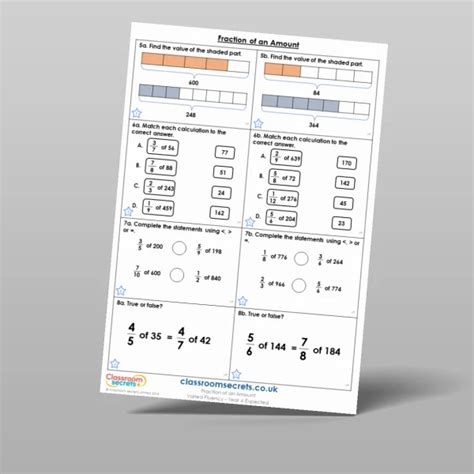 Year 6 Fraction Of An Amount Fluency Matrix Resource Classroom Secrets