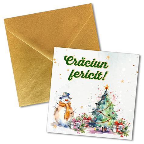 Set Felicitari De Craciun X Cm Cu Plic Auriu Inclus Fcp Gift Art