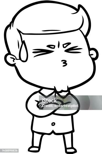 말풍선이 있는 사람 땀흘림 낙서 드로잉에 대한 스톡 벡터 아트 및 기타 이미지 낙서 드로잉 남자 등장인물 Istock