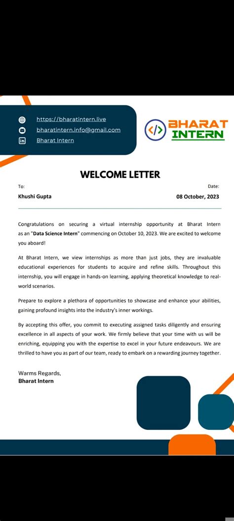 Datascience Internshipexperience Bharatintern Machinelearning Khushi Gupta