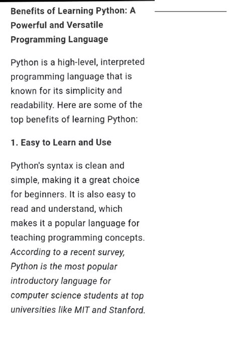 Summary Benefits Of Python Programming Python Programming Stuvia Us