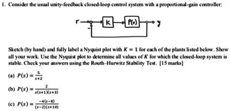 Solved 1 Consider The Usual Unity Feedback Closcd Loop Control System With A Proportional Gain