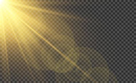 Realistic Sunlight Effect Sunset Magic Vector Illustration Featuring Shimmering Light Rays And