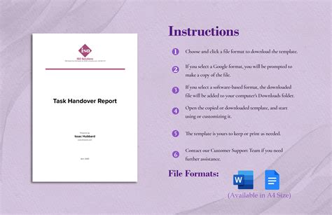 Task Handover Report Template In Word PDF Google Docs Download Template Net