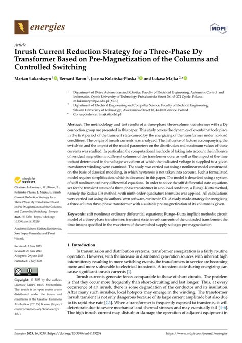 Pdf Inrush Current Reduction Strategy For A Three Phase Dy Transformer Based On Pre