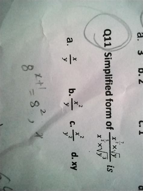 Simplified Form Of X 7 2 Square Root Y Divided By X 5 2 Square Root