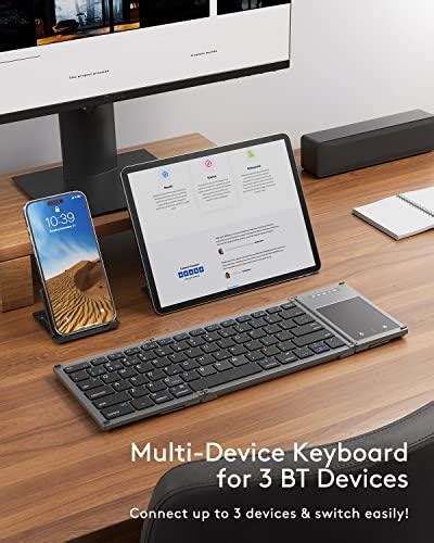 Samsers Foldable Bluetooth Keyboard With Touchpad Full Size Wireless Folding Holder