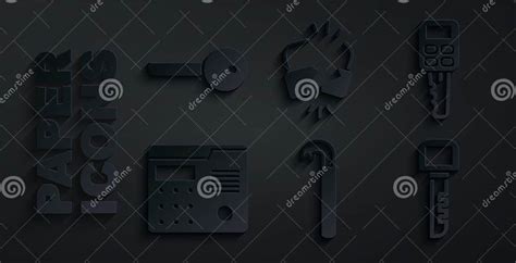 Set Crowbar Car Key With Remote House Intercom System Key Broken Or Cracked Lock And Icon