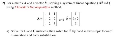 Solved 9 2 For A Matrix A And A Vector 6 Solving A System
