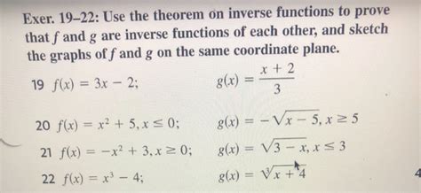 Solved Exer 1922 Use The Theorem On Inverse Functions To