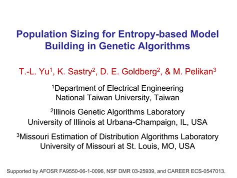 Population Sizing For Entropy Based Model Buliding In Genetic