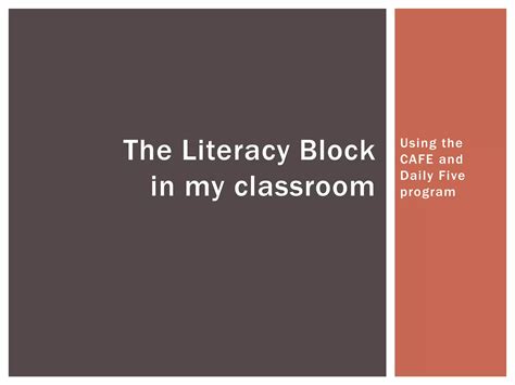 The Literacy Block PPTX Homework And Study Education