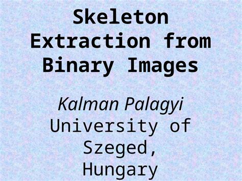 ppt skeleton extraction from binary images kalman palagyi university