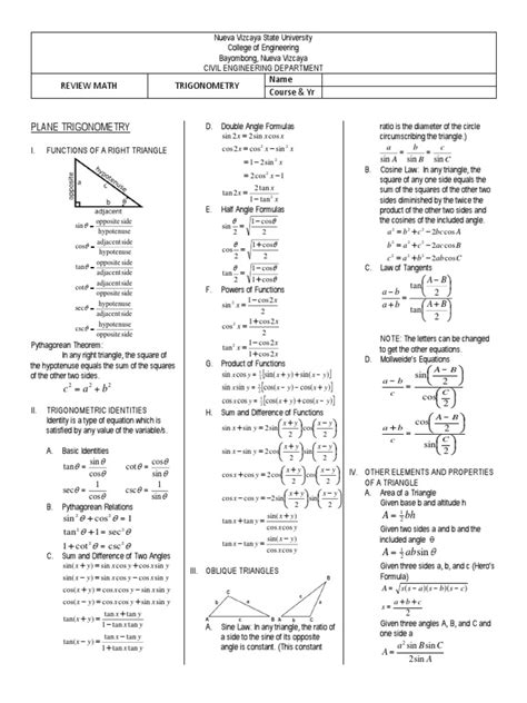 Trigonometry Pdf Trigonometric Functions Triangle