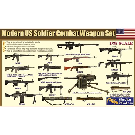 Gecko Models 35gm0082 135 Modern Us Soldier Combat Weapon Set Military