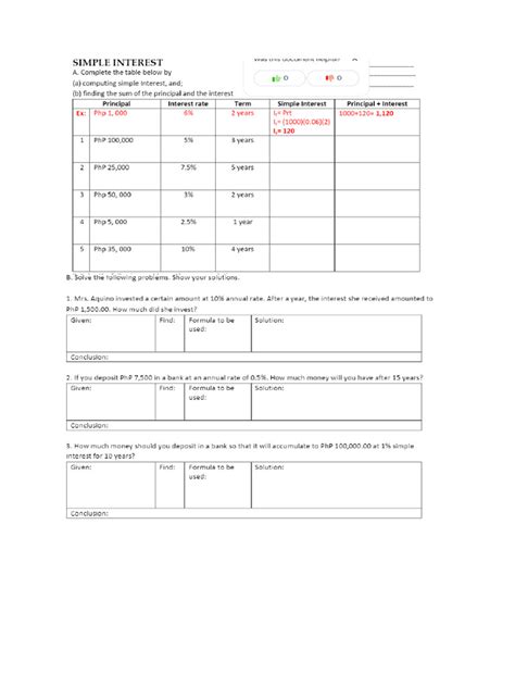 Simple Interest Worksheet Pdf