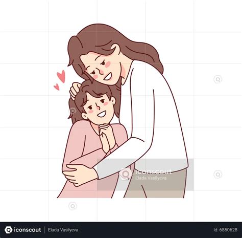 Mother Hugging Daughter Illustration Free Download People
