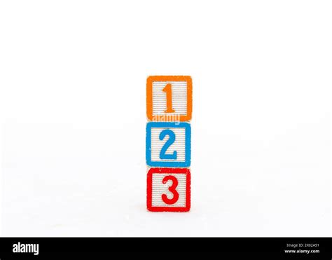 Wooden Blocks With Number One Two And Three Isolated On White