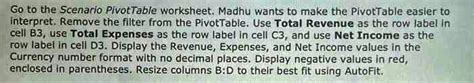 Go To The Scenario PivotTable Worksheet Madhu Wants To Make The PlvotTable Easler To Interpret