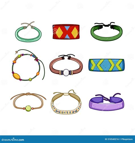 Coachella Hippie Friendship Bracelets Cartoon Vector Illustration