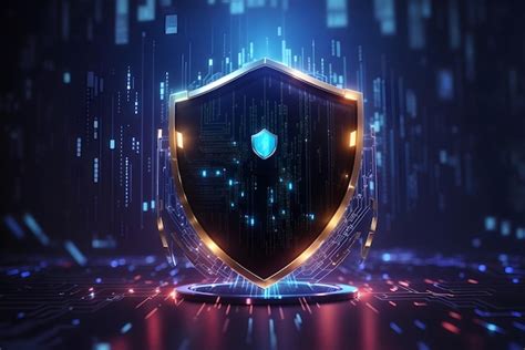 Premium Vector Hitech Shield Of Cyber Security Digital Data Network