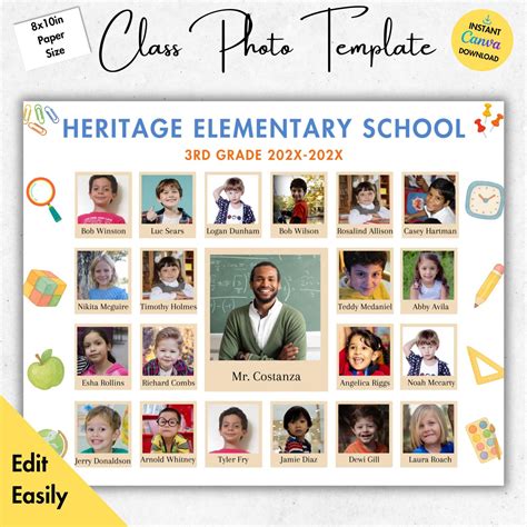 Editable School Class Photo Template In Canva Colorful Template 20 24