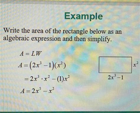 Solved Example Write The Area Of The Rectangle Below As An Algebraic Expression And Then