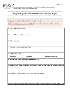 Progress Report Template For Research Cluster Project Doc Template PdfFiller