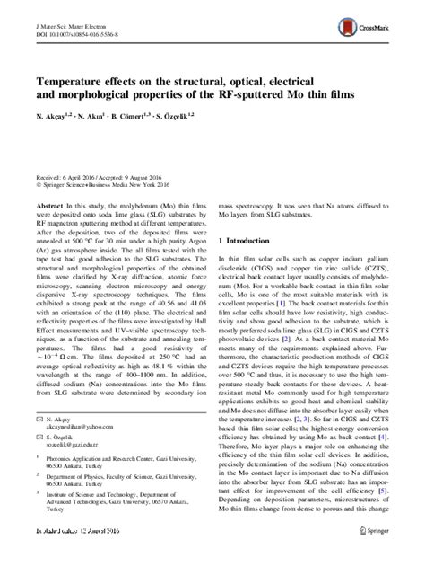Pdf Temperature Effects On The Structural Optical Electrical And