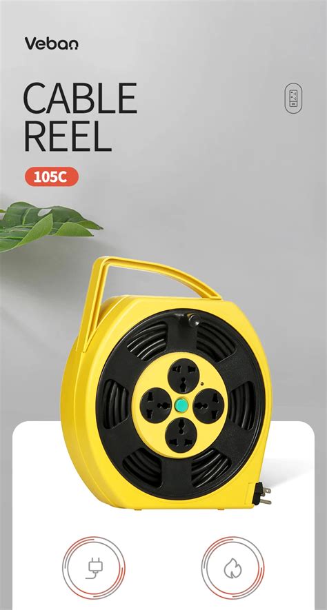 M Indoor Portable Universal Extension Power Cord Reel Retractable Cable Reel Extension G