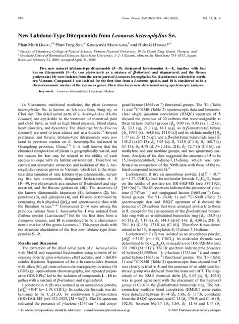 Pdf New Labdane Diterpenoids From Leonurus Heterophyllus