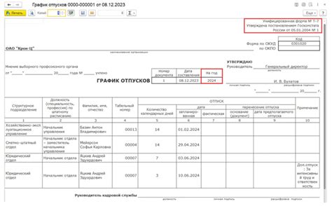 Как сформировать график отпусков в 1С ЗУП
