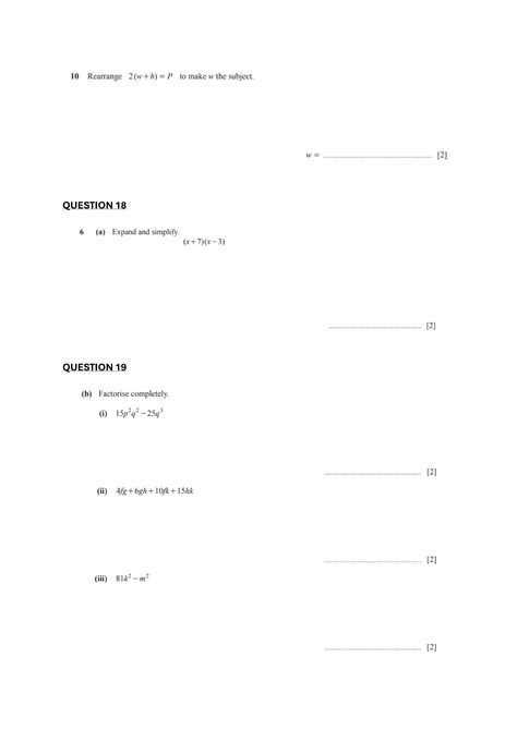 Algebra 2 Igcse Mathematics Exam Questions Pdf Educational Assessment Education