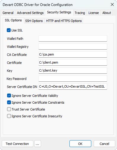 Ssl Connection To Oracle With Odbc Driver