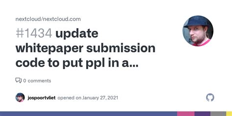 Update Whitepaper Submission Code To Put Ppl In A Different Newsletter · Issue 1434 · Nextcloud