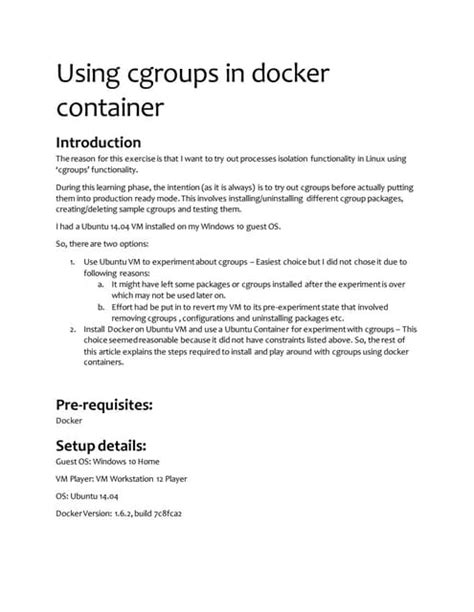 Using Cgroups In Docker Container Docx