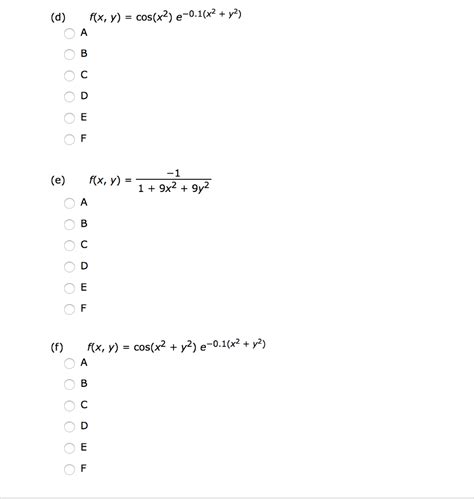Solved Match The Functions Below With Their Graphs A F Chegg