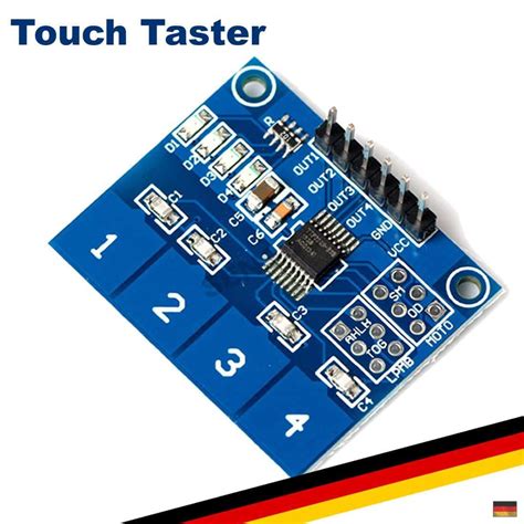 4 Kanal Kapazitiver Touch Drucksensor Schalter Taster Knopf Sensor Raspberry Pi Arduino