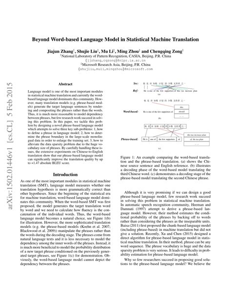 Pdf Beyond Word Based Language Model In Statistical Machine Translation
