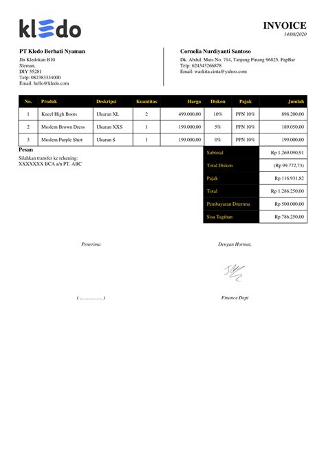 50 Contoh Invoice And Faktur Gratis Langsung Download