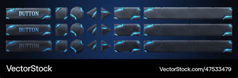 Stone And Blue Crack Neon Light Game Button Sprite