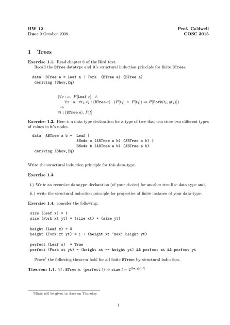Functional Programming Problem Set 12 Questions Cosc 3015 Docsity