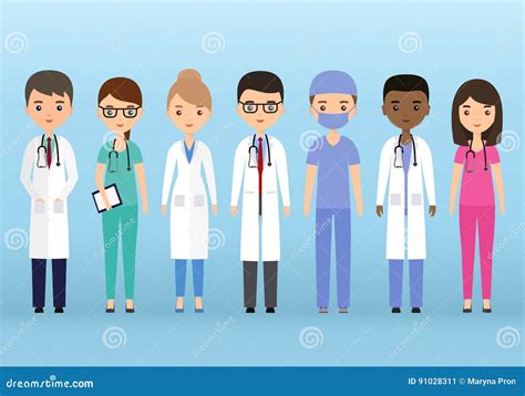 Medical Characters Doctors And Nurses In Flat Design Vector Il Stock