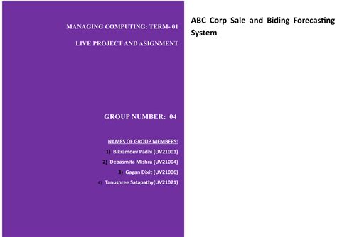 Sales Forecasting System Live Project Abc Corp Sale And Biding
