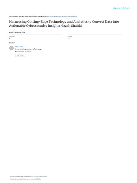 Harnessing Cutting Edge Technology And Analytics To Convert Data Into Actionable Cybersecurity