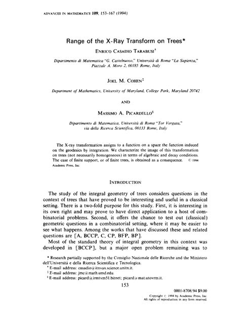 pdf range of the x ray transform on trees
